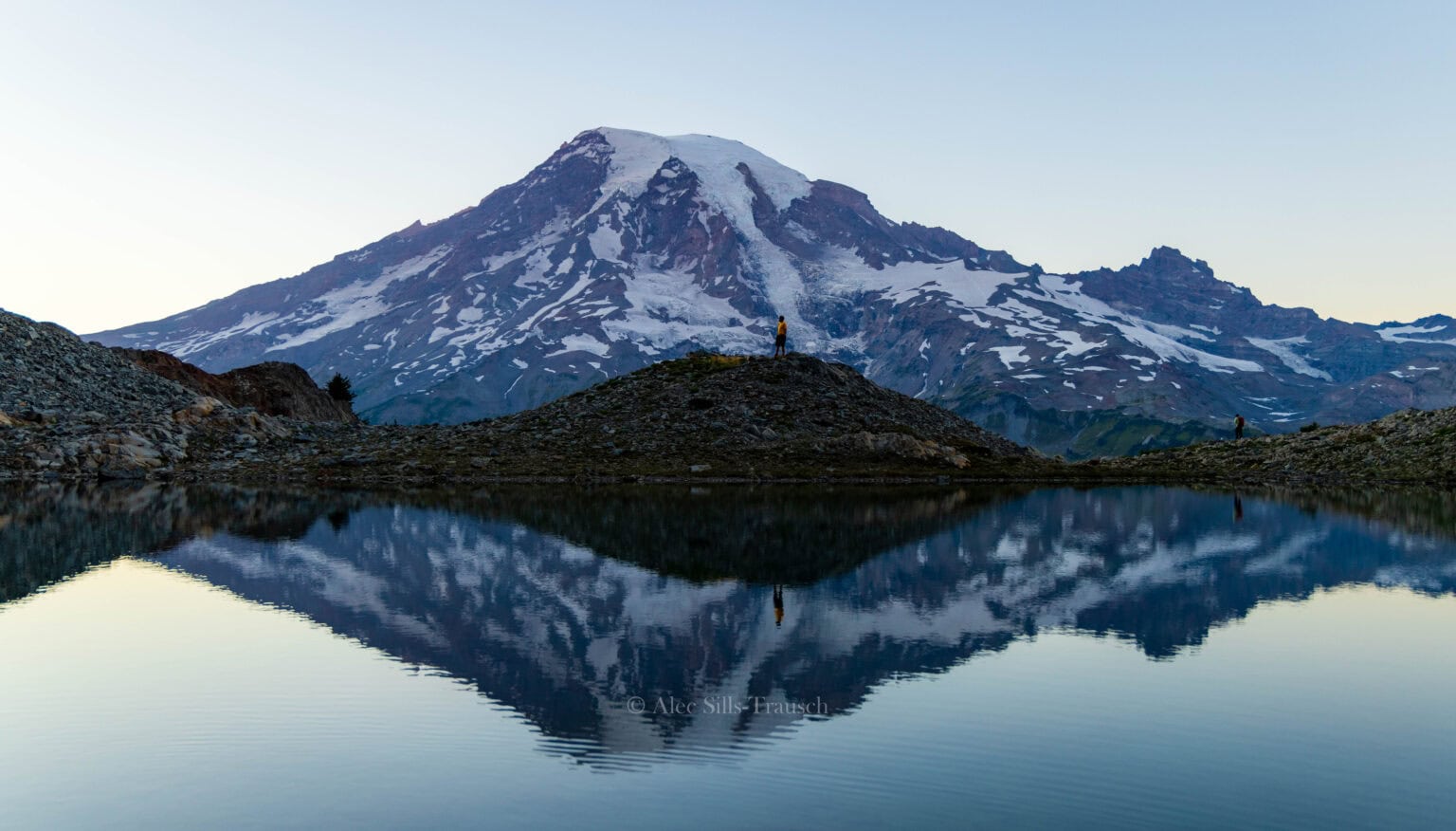 Sunset at the Pinnacle Glacier Tarn in Mount Rainier National Park